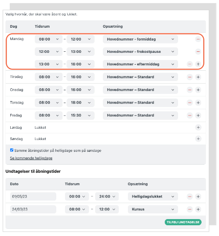 Hvordan opretter jeg en opsætning på mit hovednummer?
